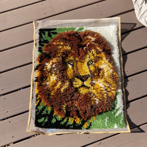 Vintage | Wall Decor | Latch Hook Wall Decor Lion Zoo | Poshmark